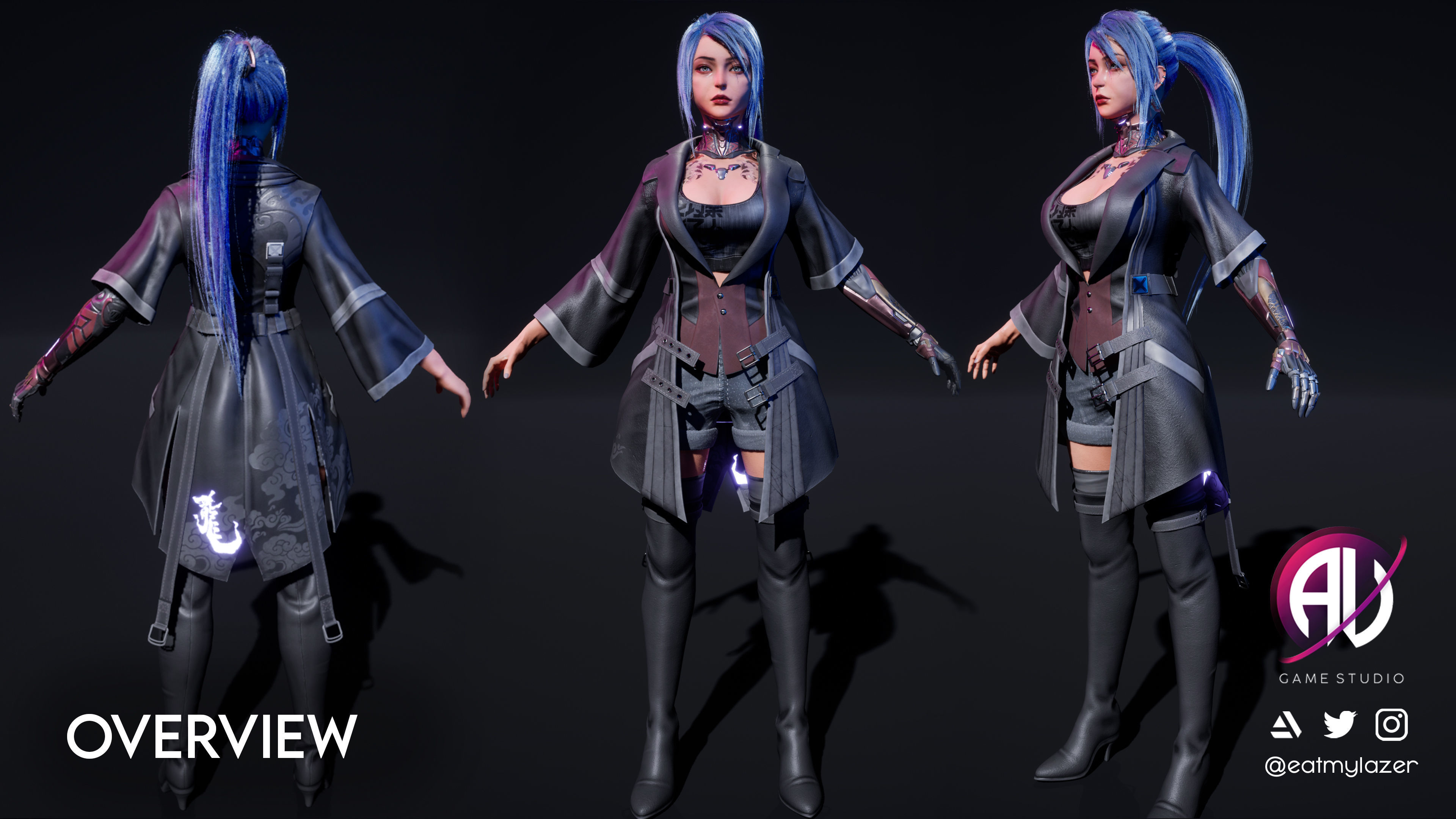 3D model Evelynn V4 - Scifi Cyberpunk Character VR / AR / low-poly ...