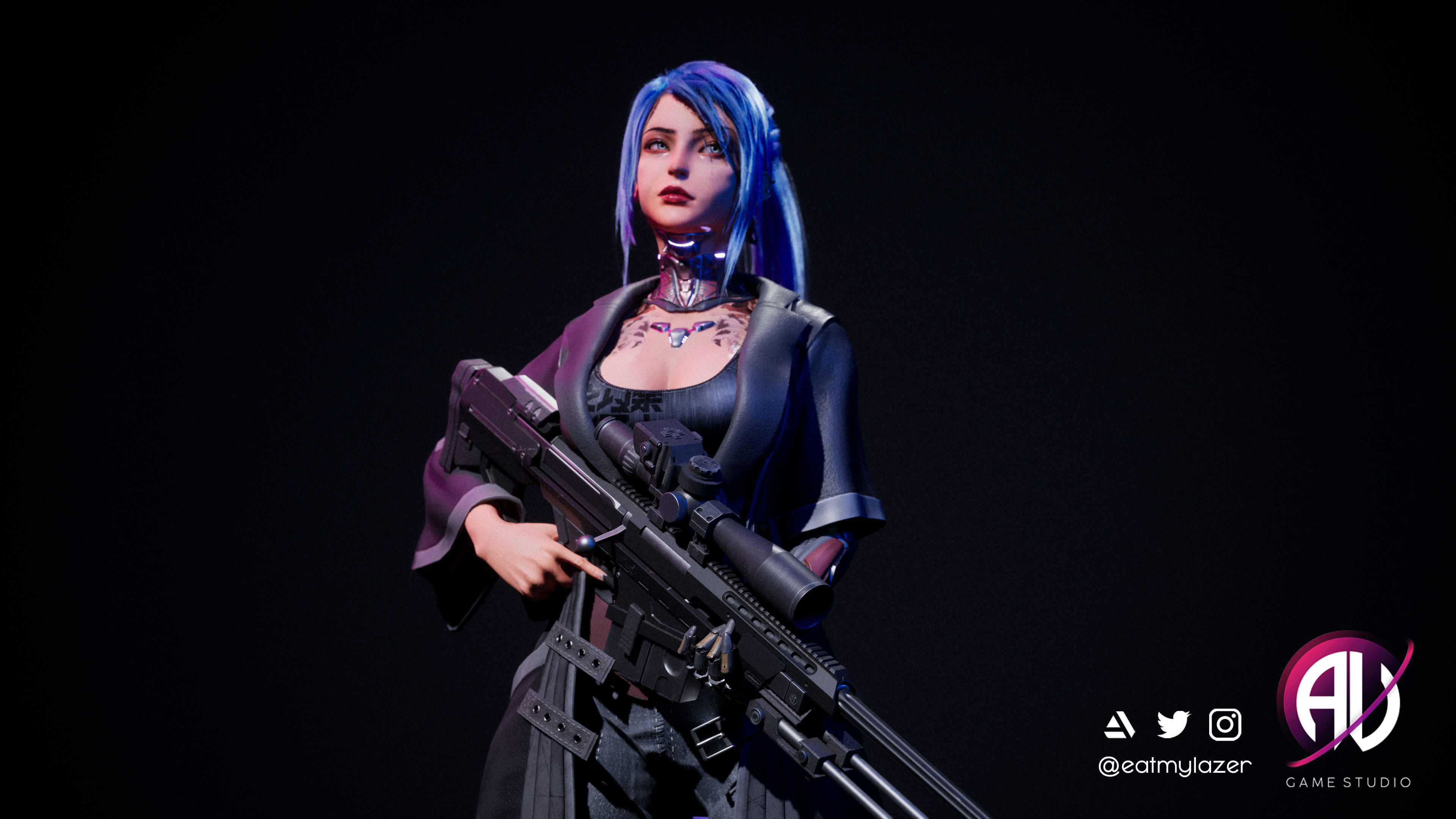 3D model Evelynn V4 - Scifi Cyberpunk Character VR / AR / low-poly ...
