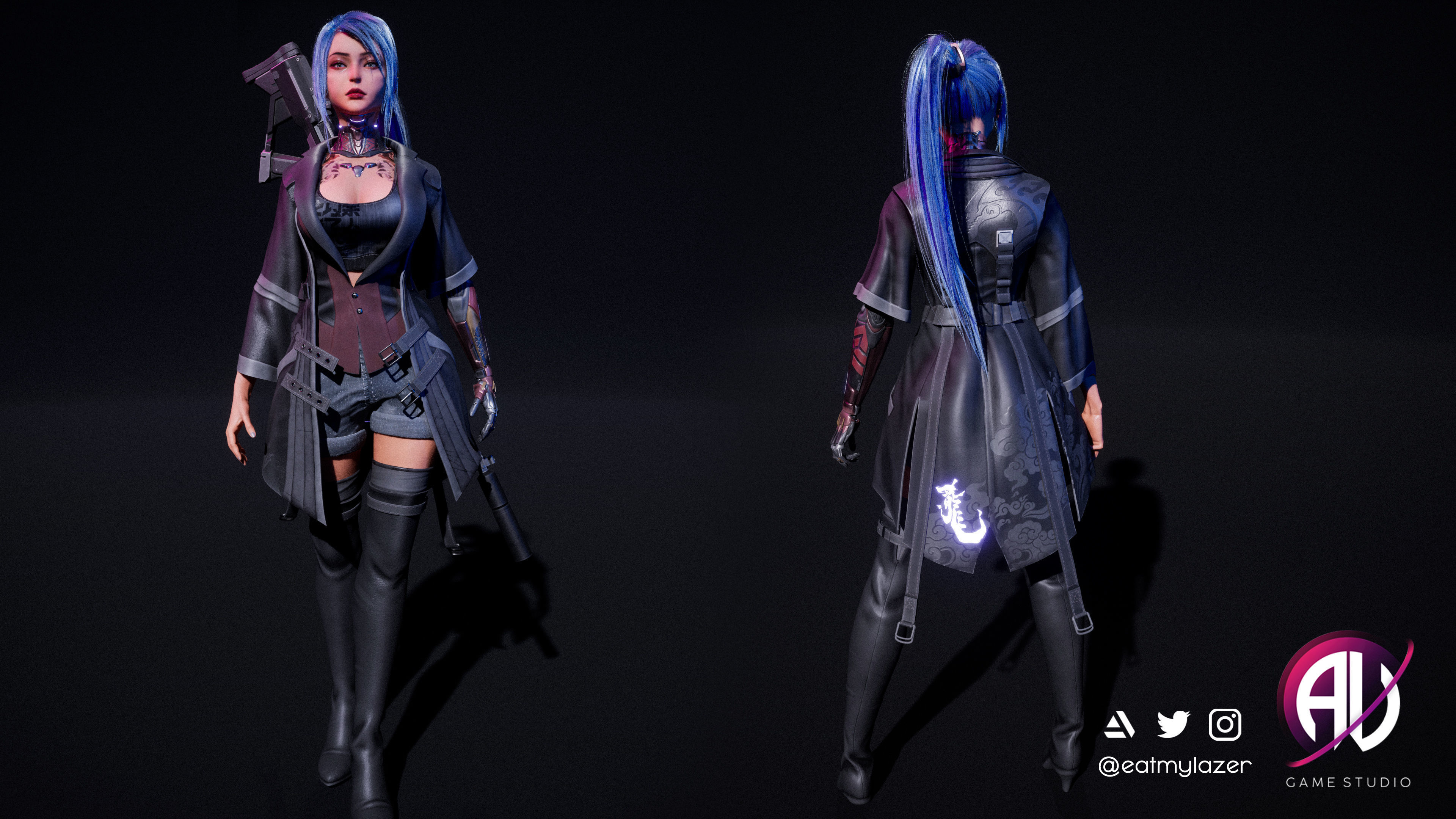3D model Evelynn V4 - Scifi Cyberpunk Character VR / AR / low-poly ...