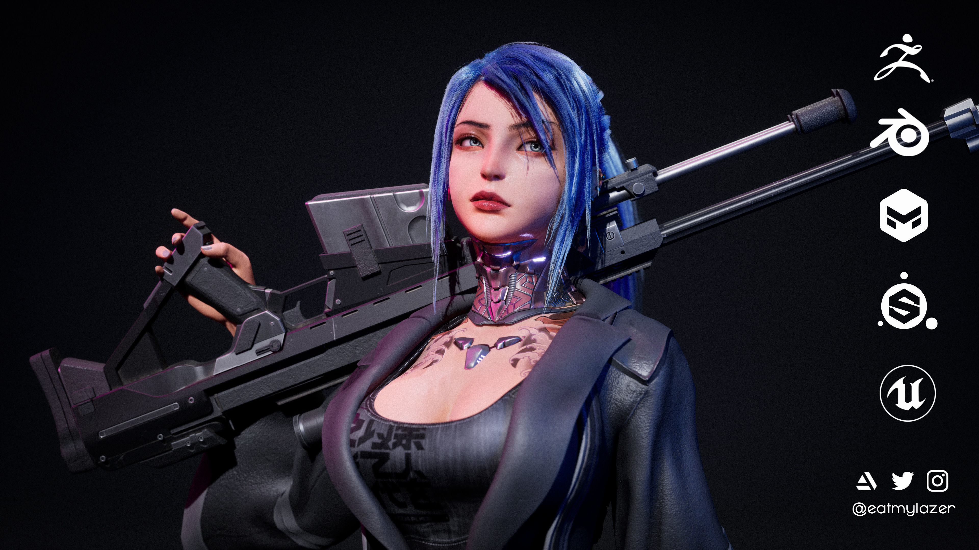 3D model Evelynn V4 - Scifi Cyberpunk Character VR / AR / low-poly ...