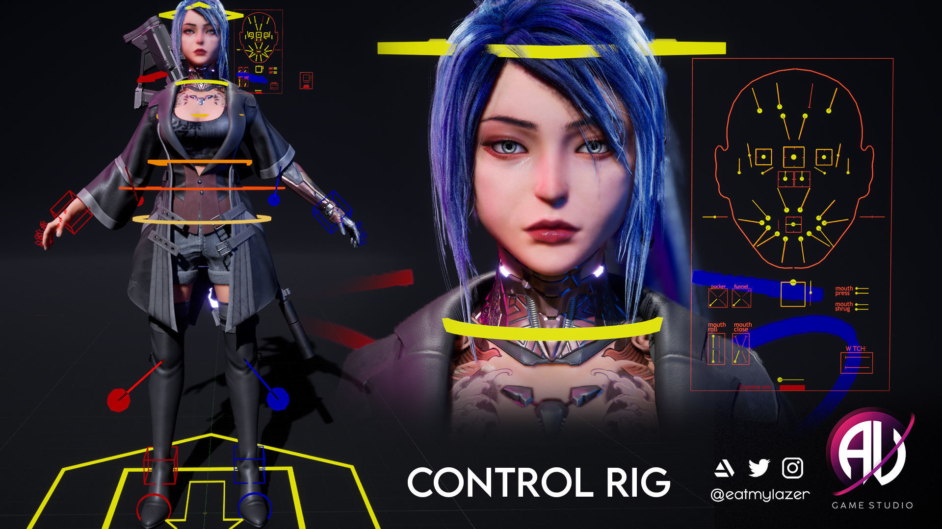 3D model Evelynn V4 - Scifi Cyberpunk Character VR / AR / low-poly ...