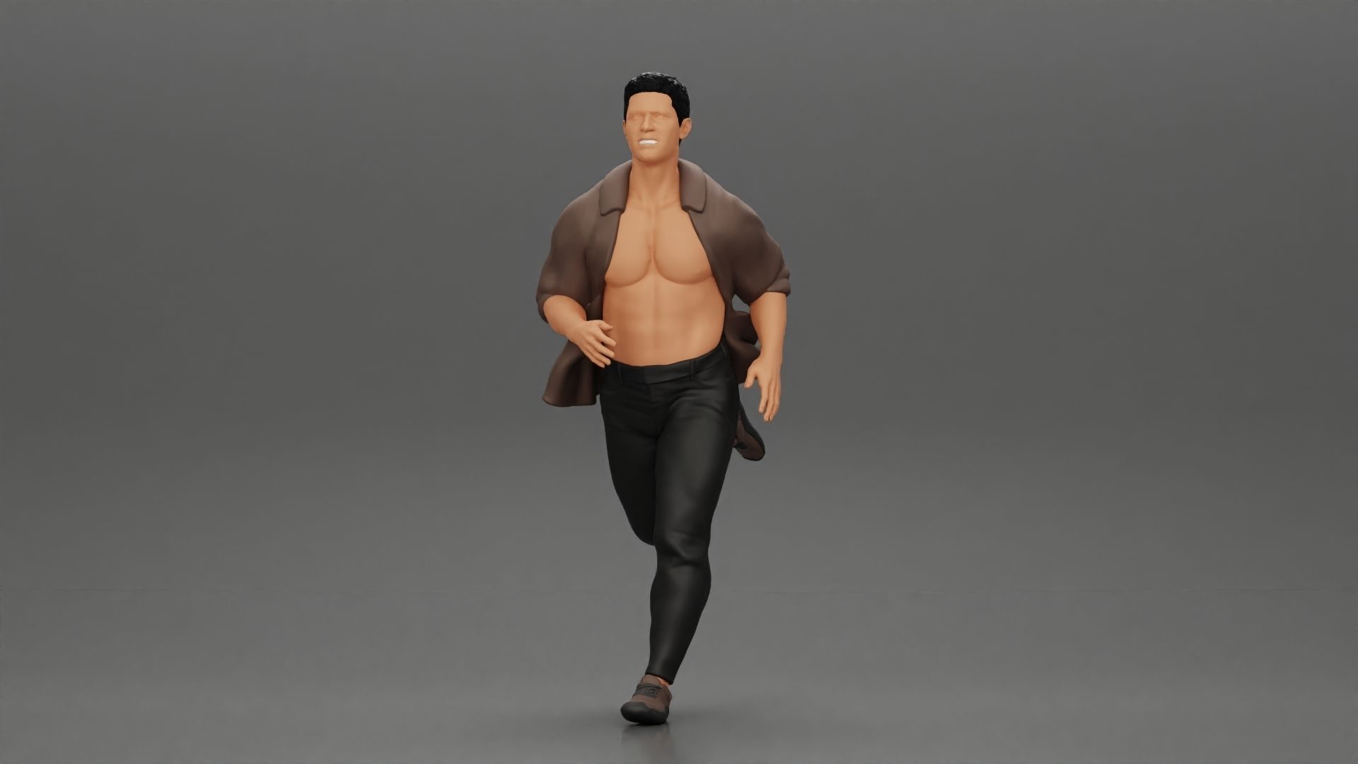 man running in an open shirt fearing to be arrested 3D model 3D ...