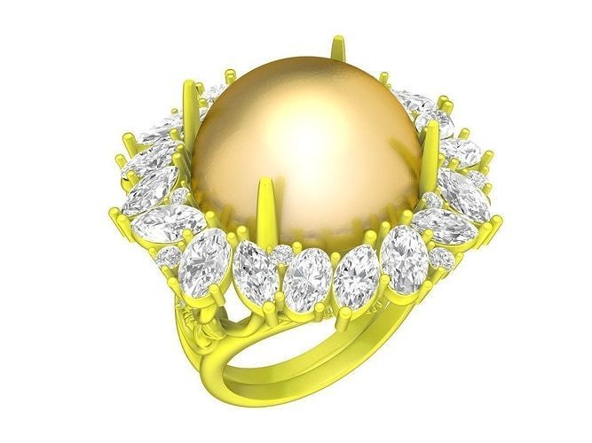 7449 round ruby diamond women ring 3D model 3D printable | CGTrader