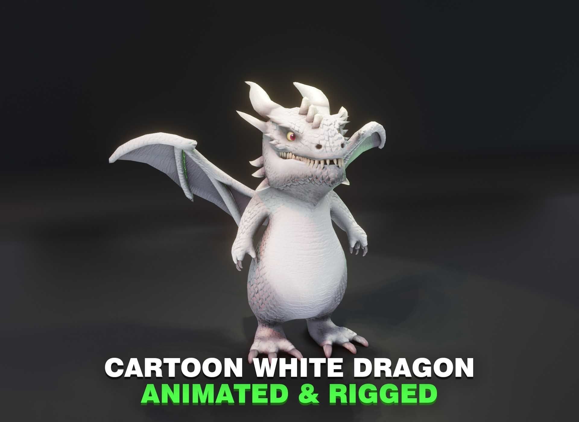 3D model Cartoon White Dragon Animated 3D Model VR / AR / low-poly ...