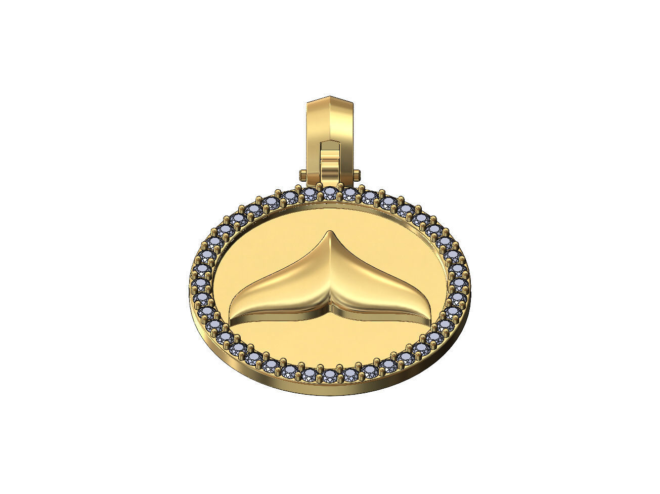 Diamond whale tail coin pendant 3D model 3D printable | CGTrader