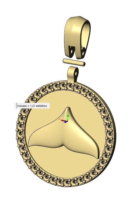 Diamond whale tail coin pendant 3D model 3D printable | CGTrader