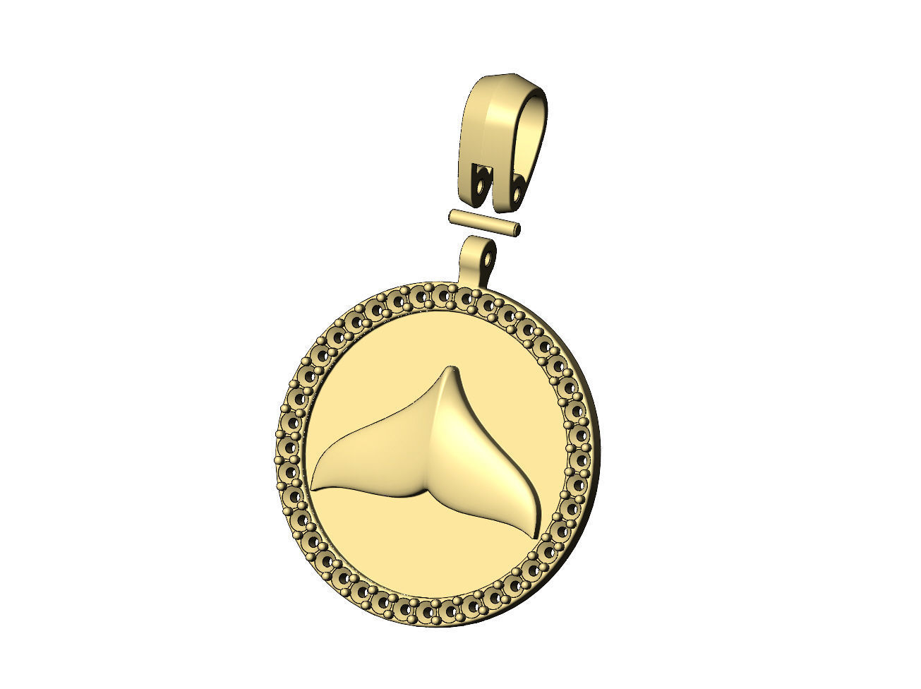 Diamond whale tail coin pendant 3D model 3D printable | CGTrader
