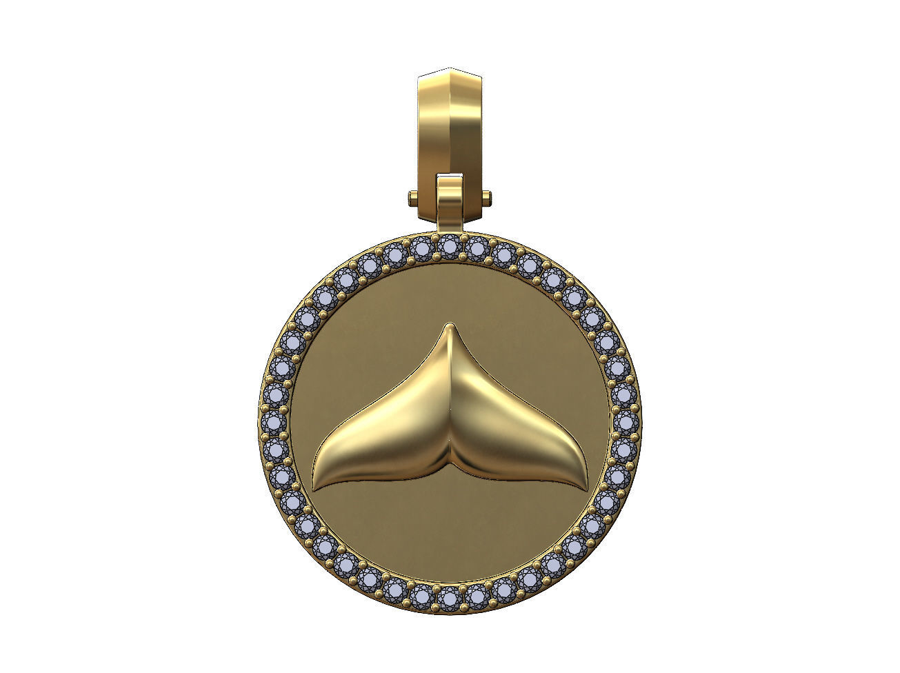 Diamond whale tail coin pendant 3D model 3D printable | CGTrader
