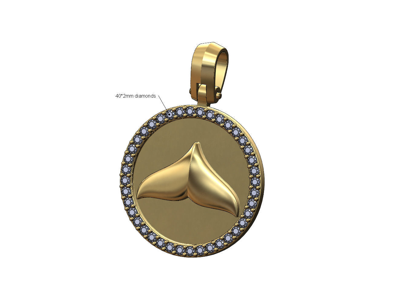Diamond whale tail coin pendant 3D model 3D printable | CGTrader