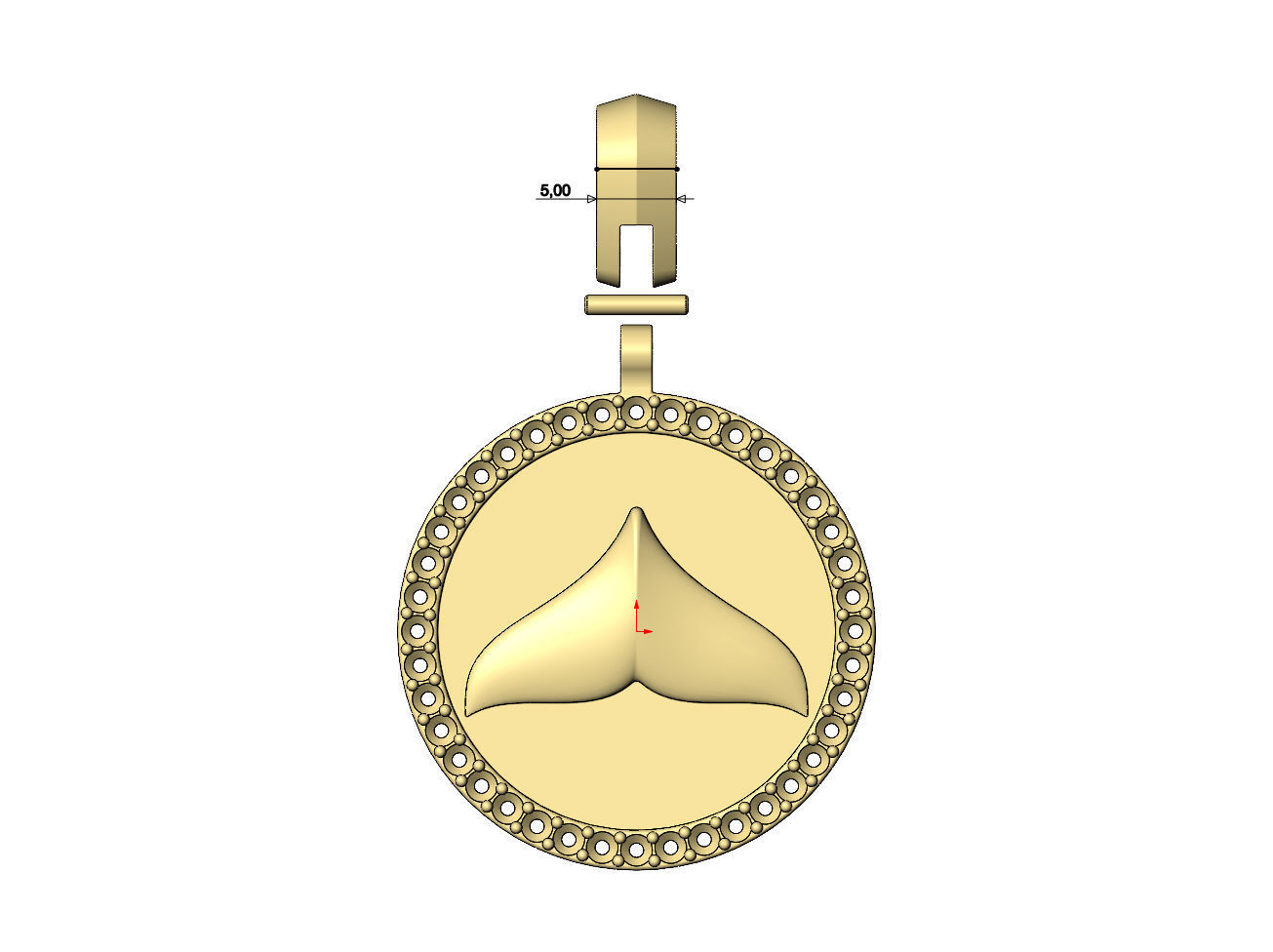 Diamond whale tail coin pendant 3D model 3D printable | CGTrader