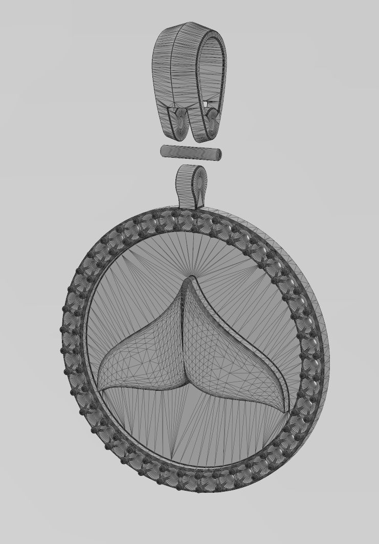 Diamond whale tail coin pendant 3D model 3D printable | CGTrader