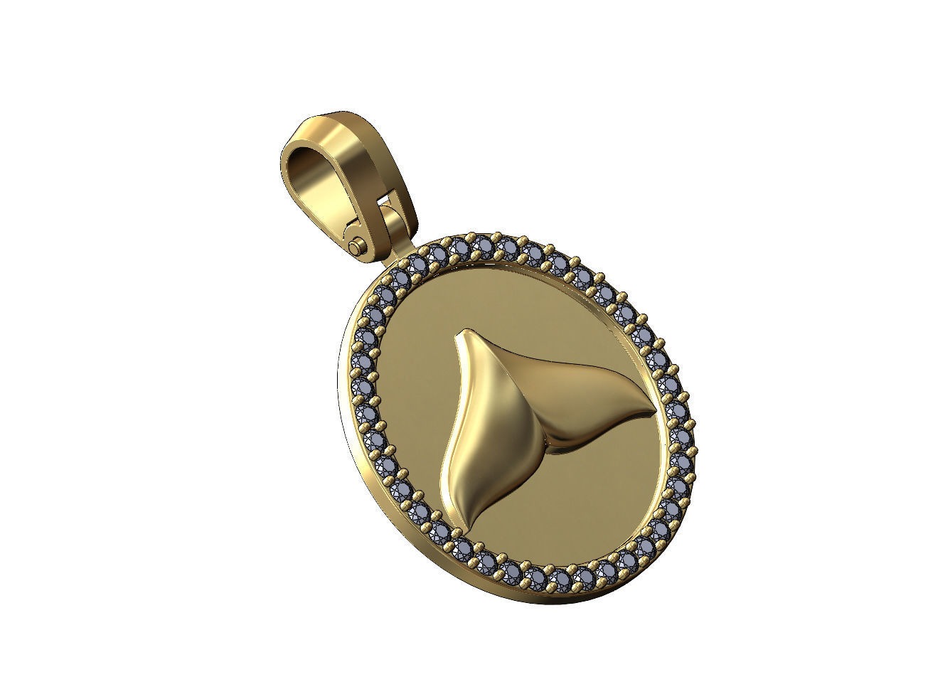Diamond whale tail coin pendant 3D model 3D printable | CGTrader