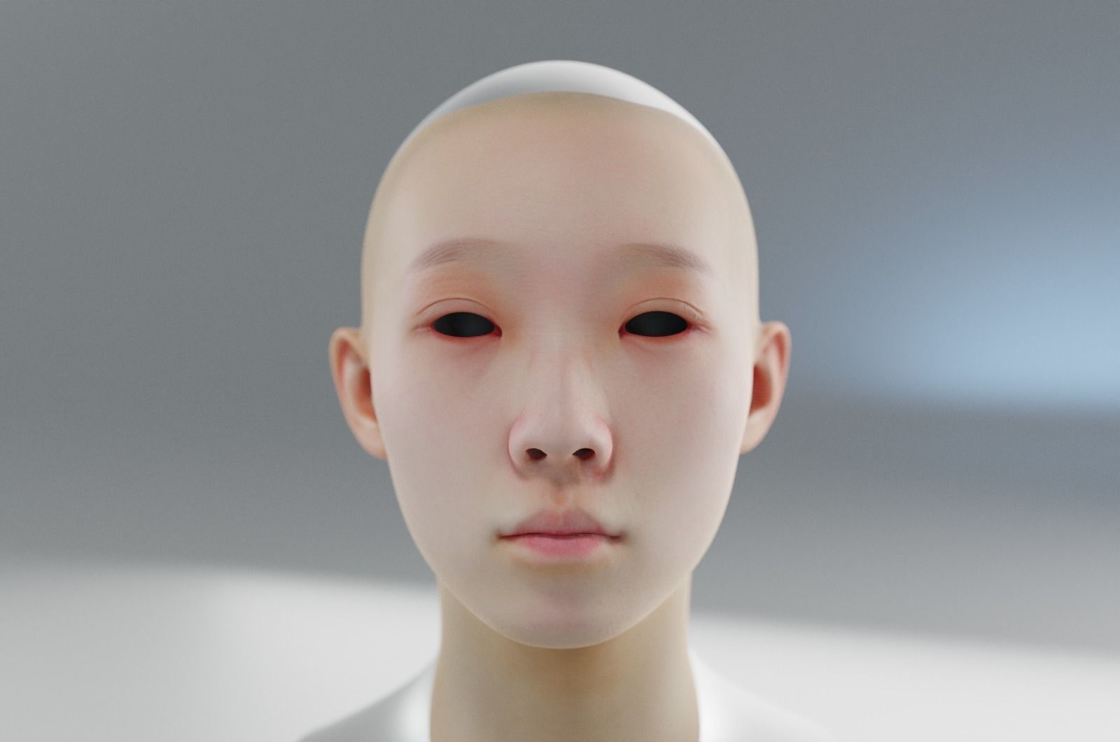 A round face with a sharp jawline and a small nose young woman 3D model ...