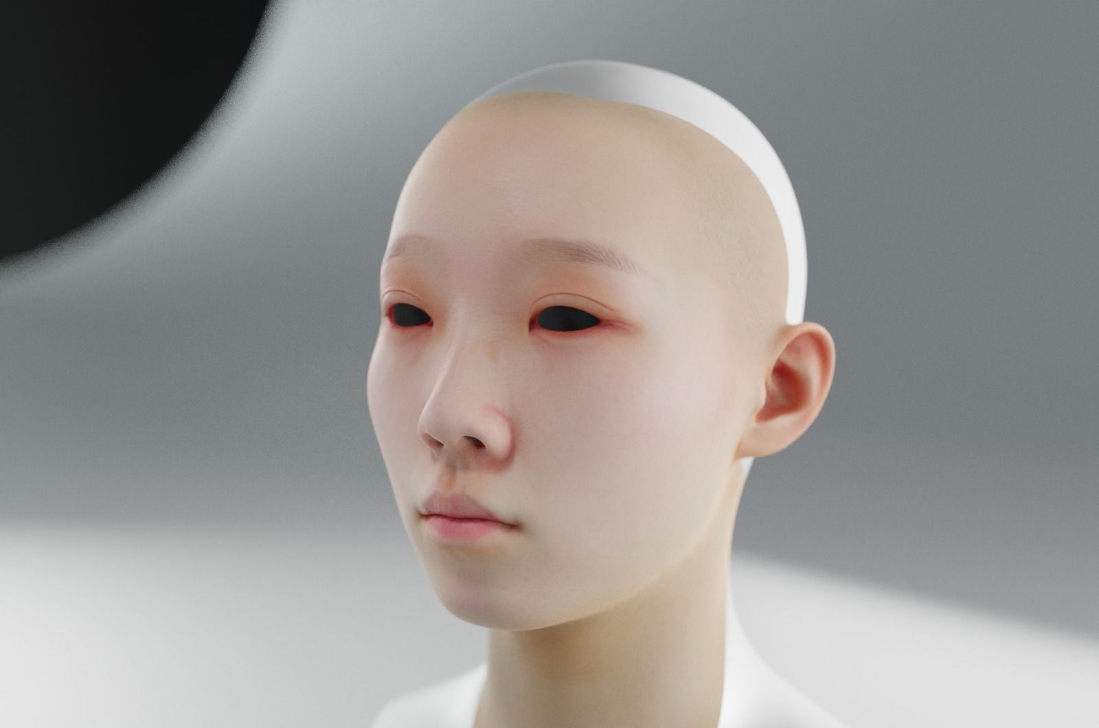 A round face with a sharp jawline and a small nose young woman 3D model ...