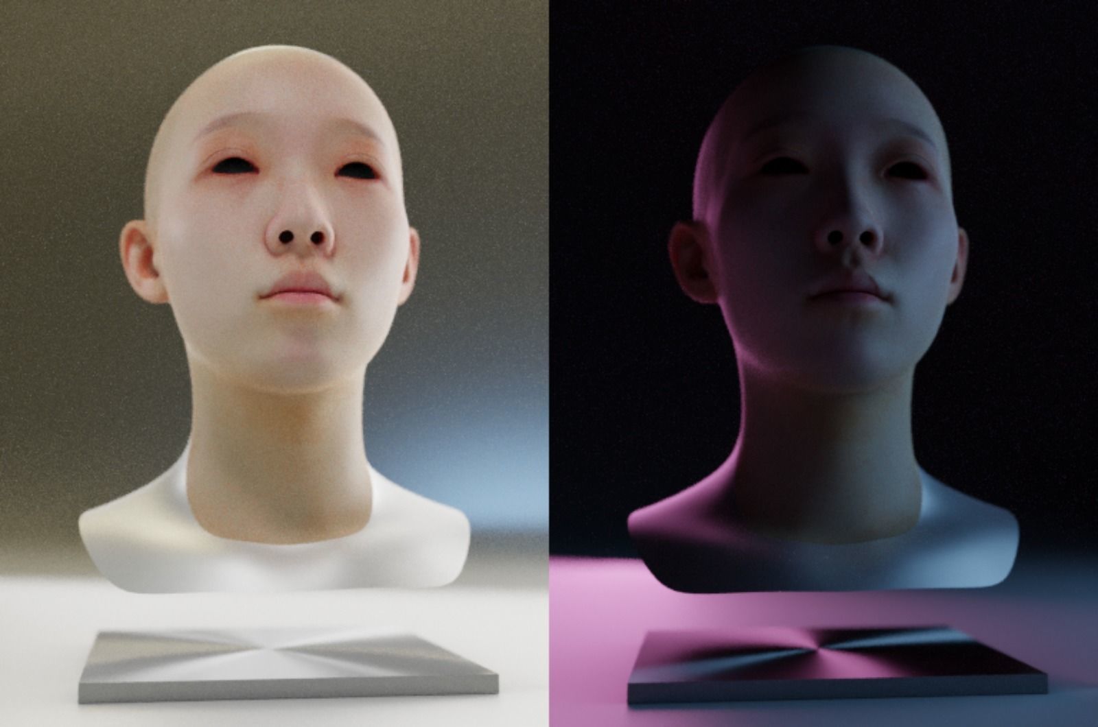 A round face with a sharp jawline and a small nose young woman 3D model ...