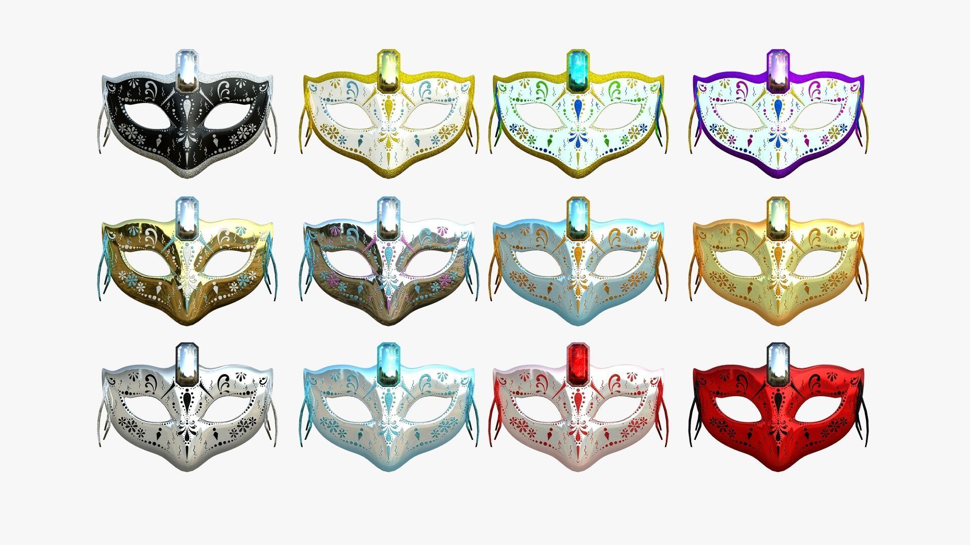 12 Carnival Masks E Collection - Costume Character Design VR / AR / low ...