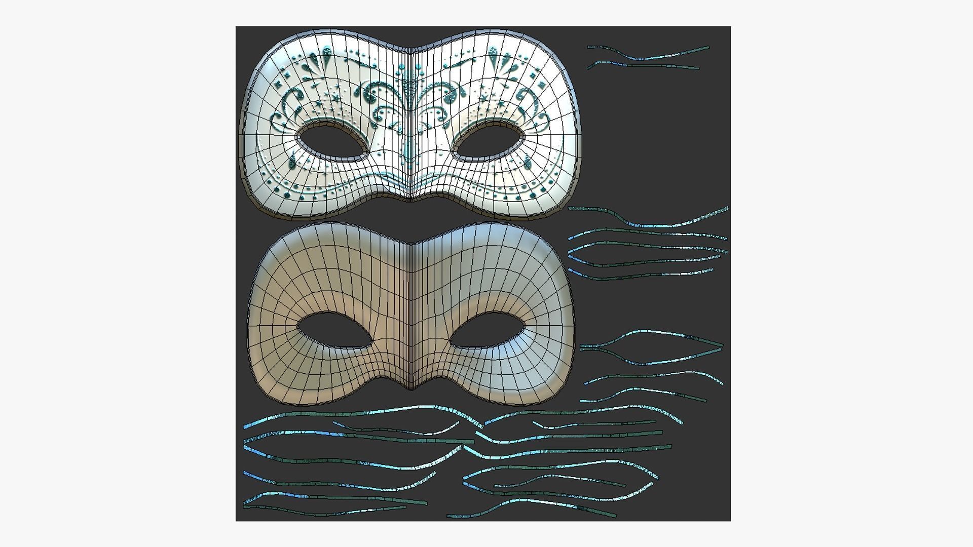 3D model Carnival Mask F10 White Blue - Costume Character Design VR ...