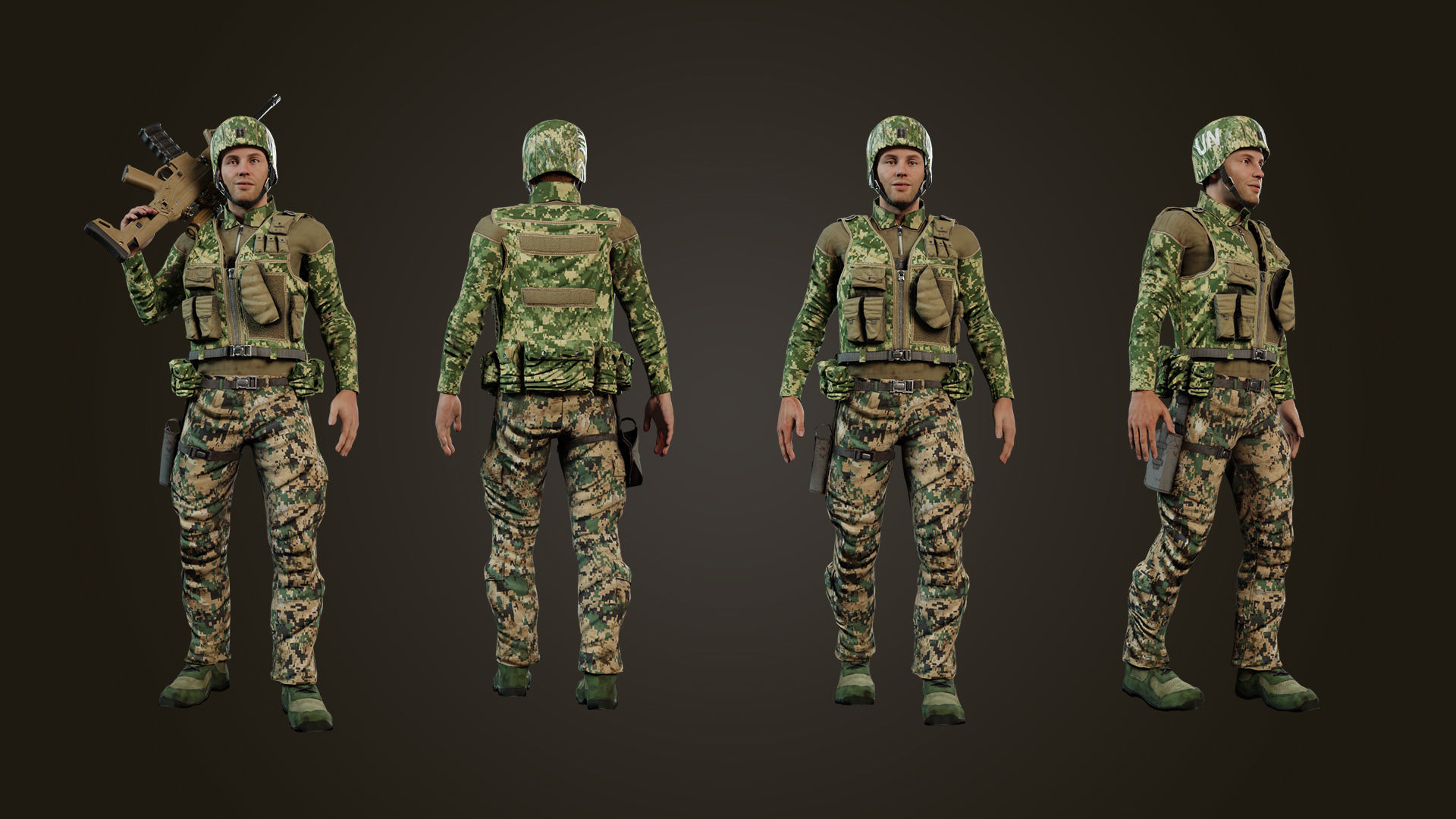 Dynamic Low-Poly Rigged Soldier Model - Military 3D Asset free VR / AR ...