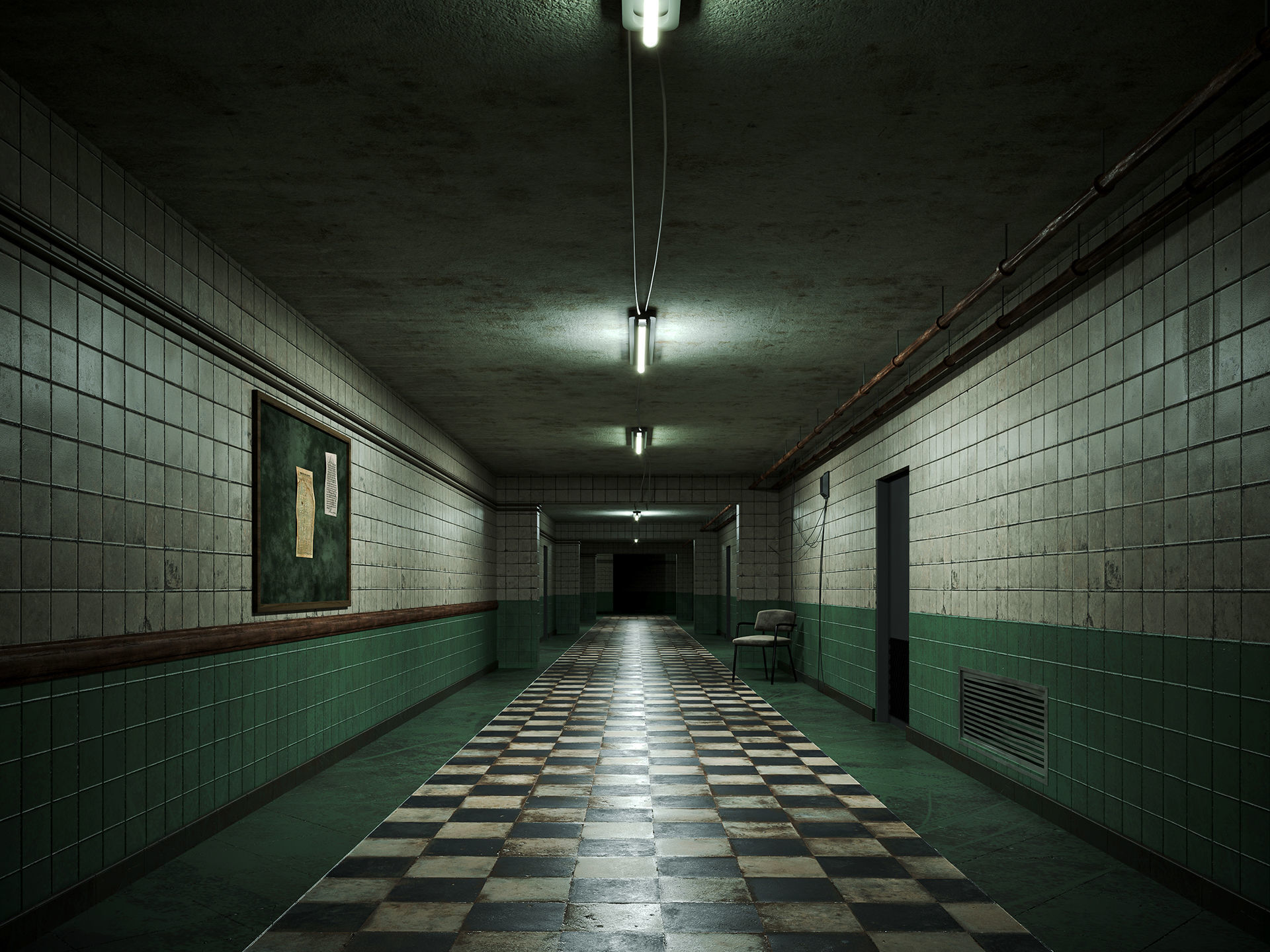 3D model old dark scary corridor 13 VR / AR / low-poly | CGTrader