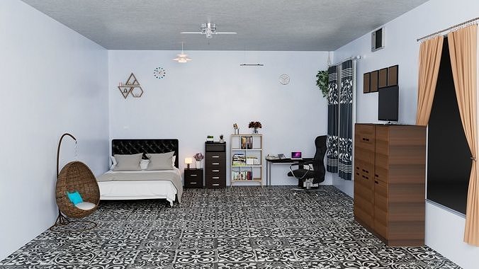 Bed room Interior design for maya 3D model | CGTrader