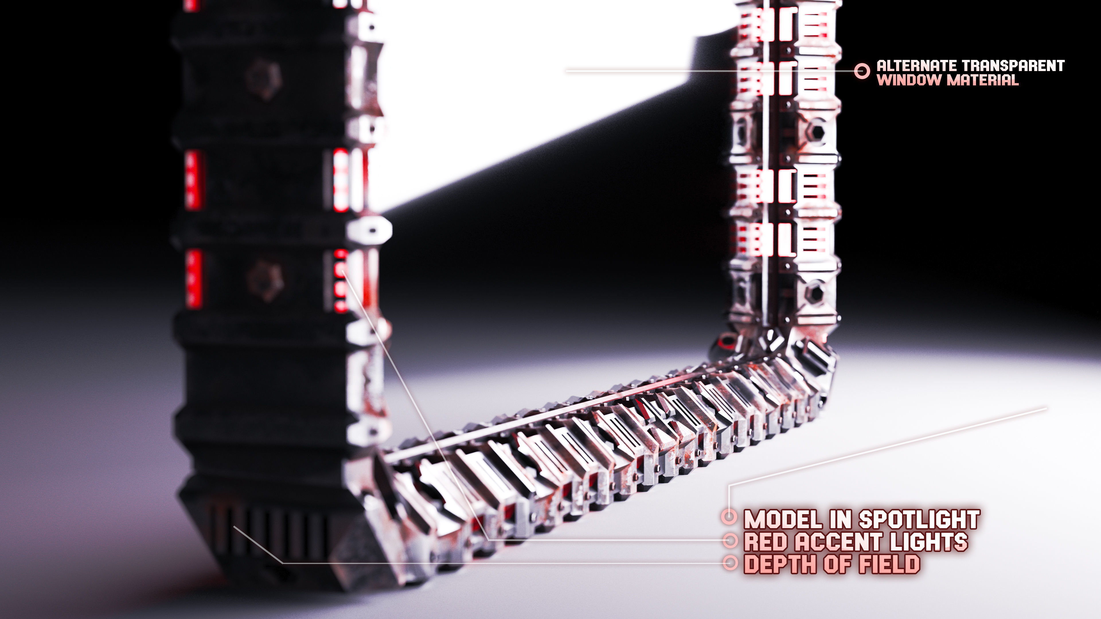 3D model 40K Dark Spaceship Hi-Tech Window Pack VR / AR / low-poly ...