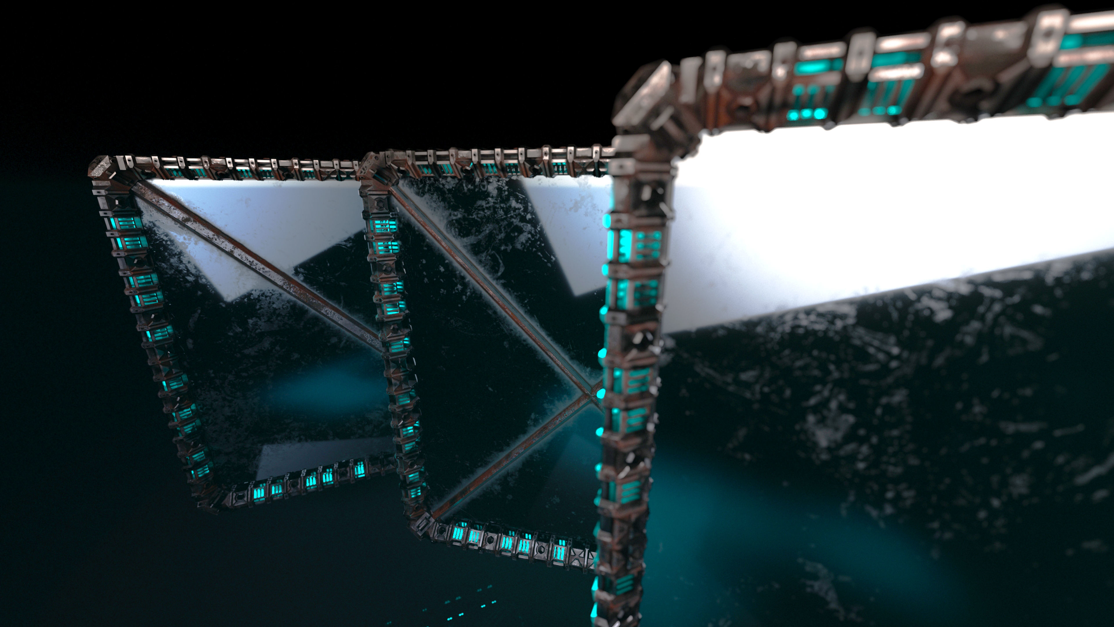 3D model 40K Dark Spaceship Hi-Tech Window Pack VR / AR / low-poly ...