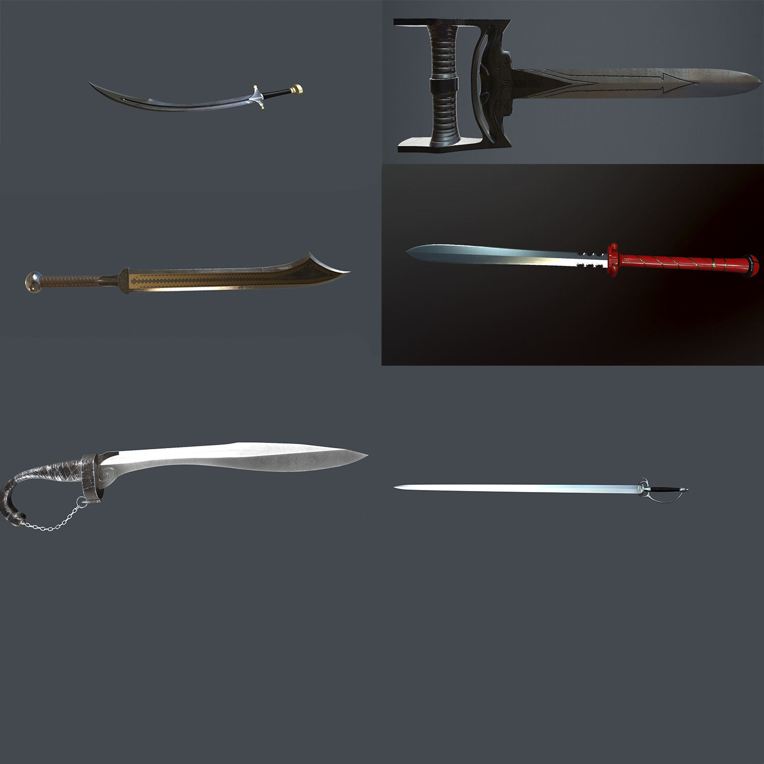 Medieval swords for games 3D model | CGTrader