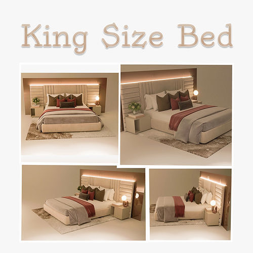 3D model King size bed VR / AR / low-poly | CGTrader
