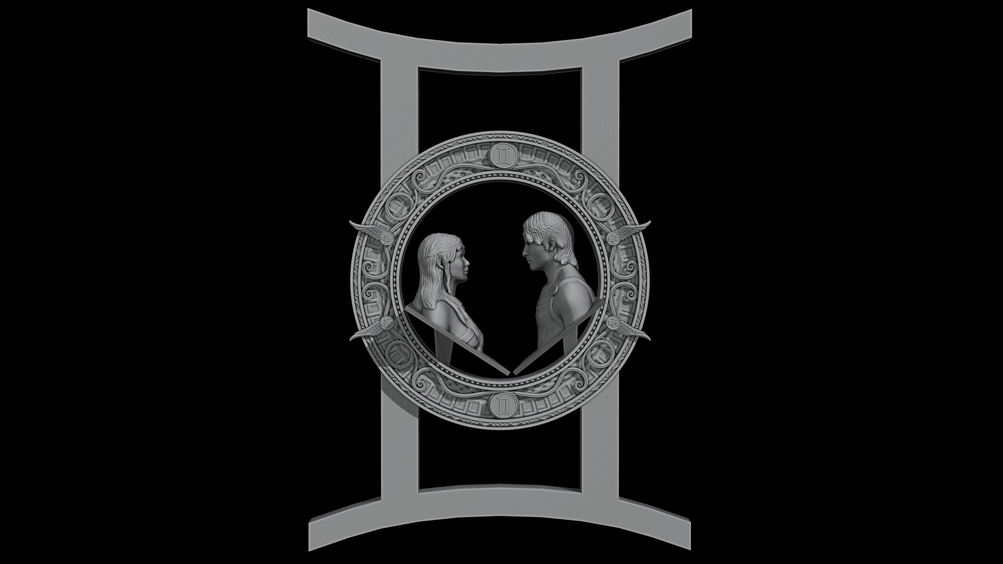 Gemini Zodiac Astrology Greek Male Female Character Sculpture 3D model ...