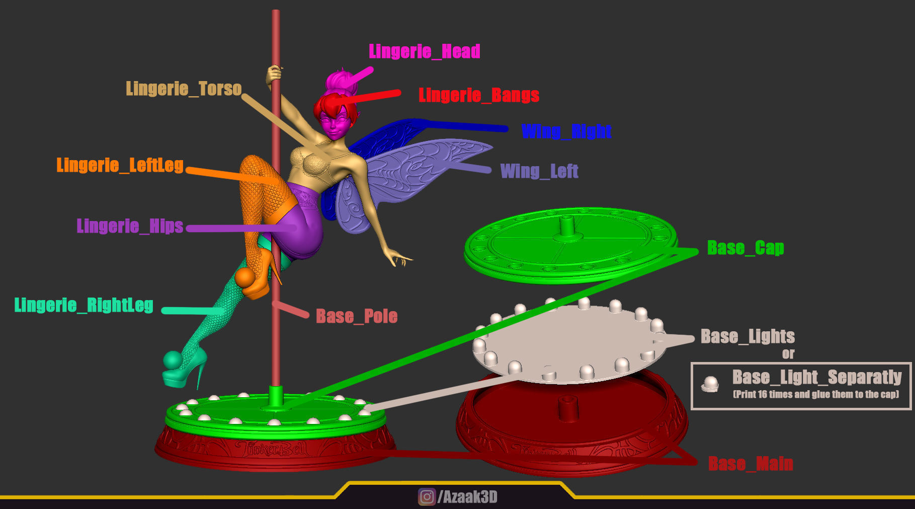 Poledancer Tinkerbell 3D model 3D printable | CGTrader