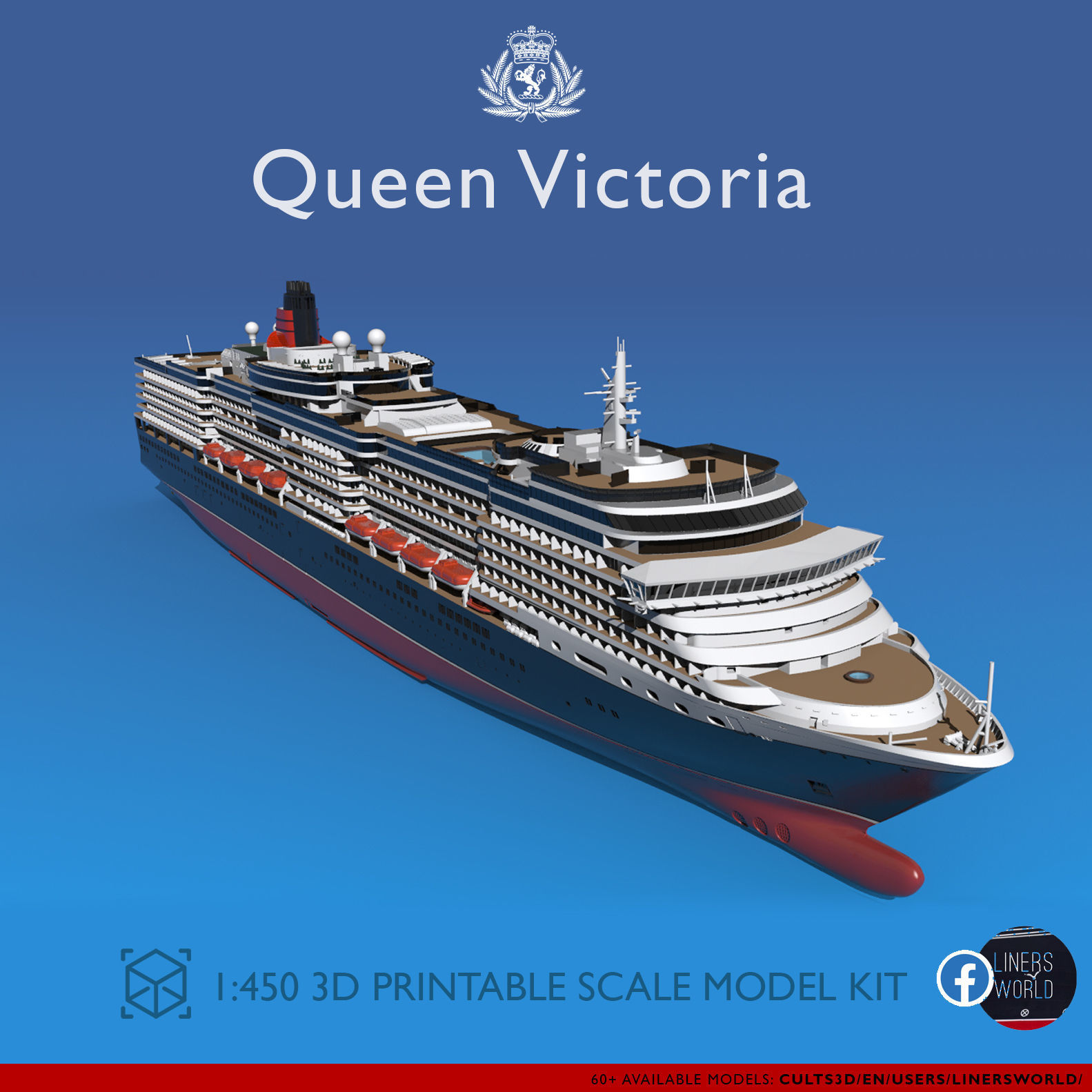 Cunard Queen Victoria cruise ship 1-450 model kit 3D model 3D printable ...
