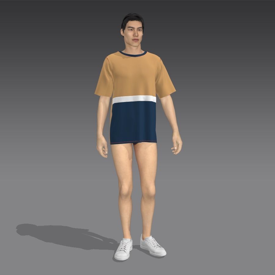 White Stripe Tee 3D model | CGTrader