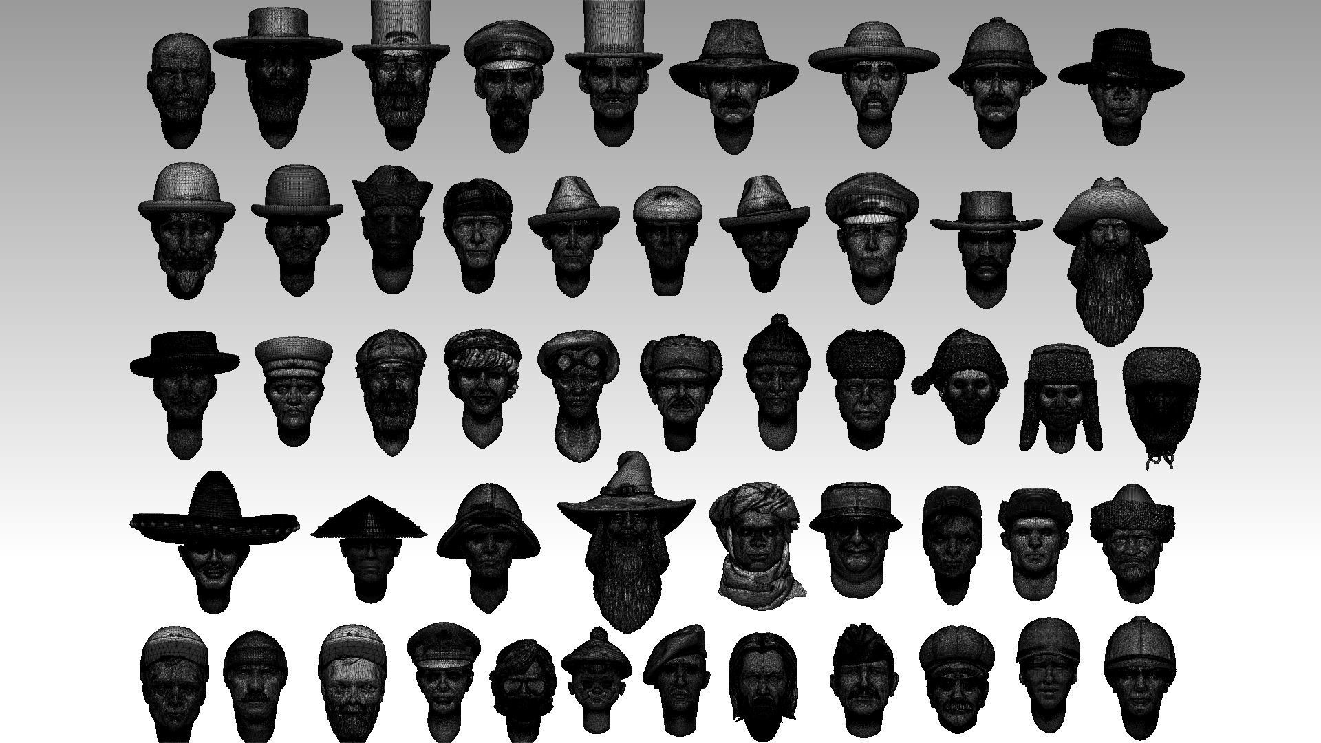 male heads 3D model 3D printable | CGTrader