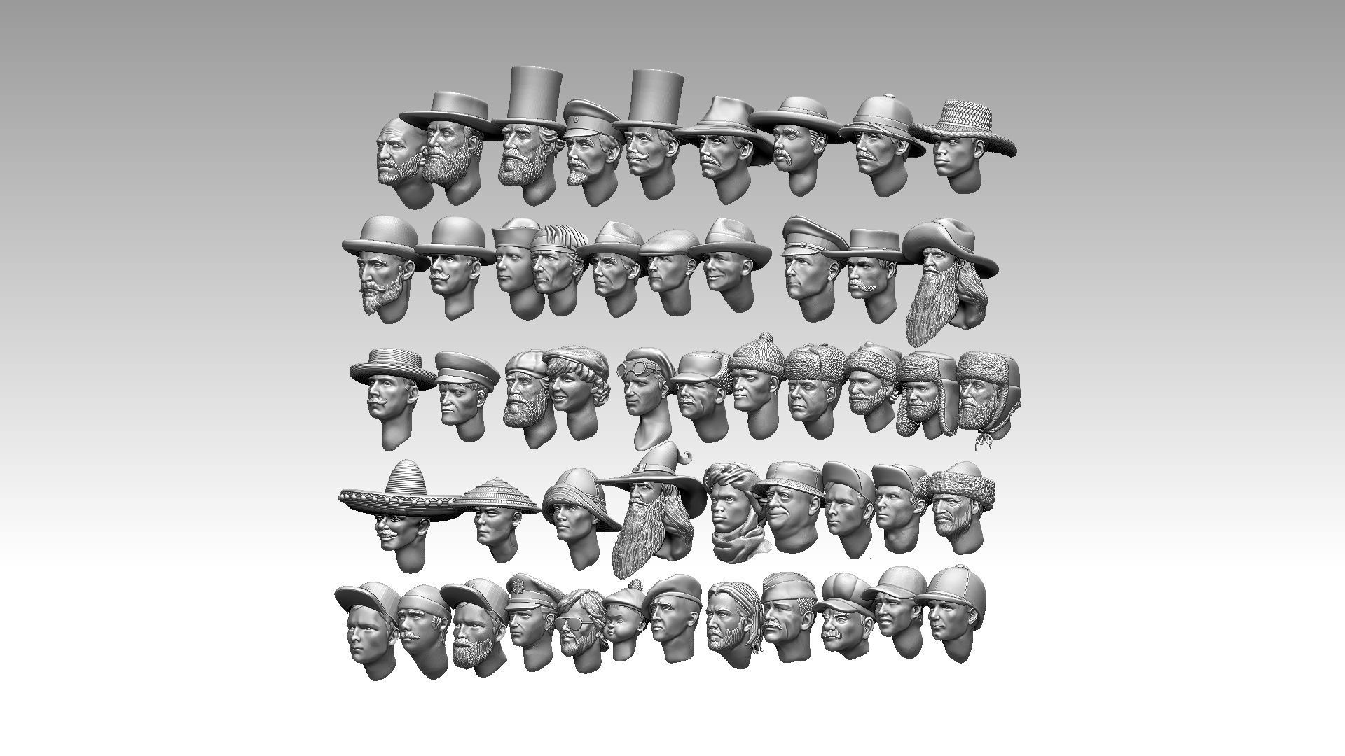 male heads 3D model 3D printable | CGTrader