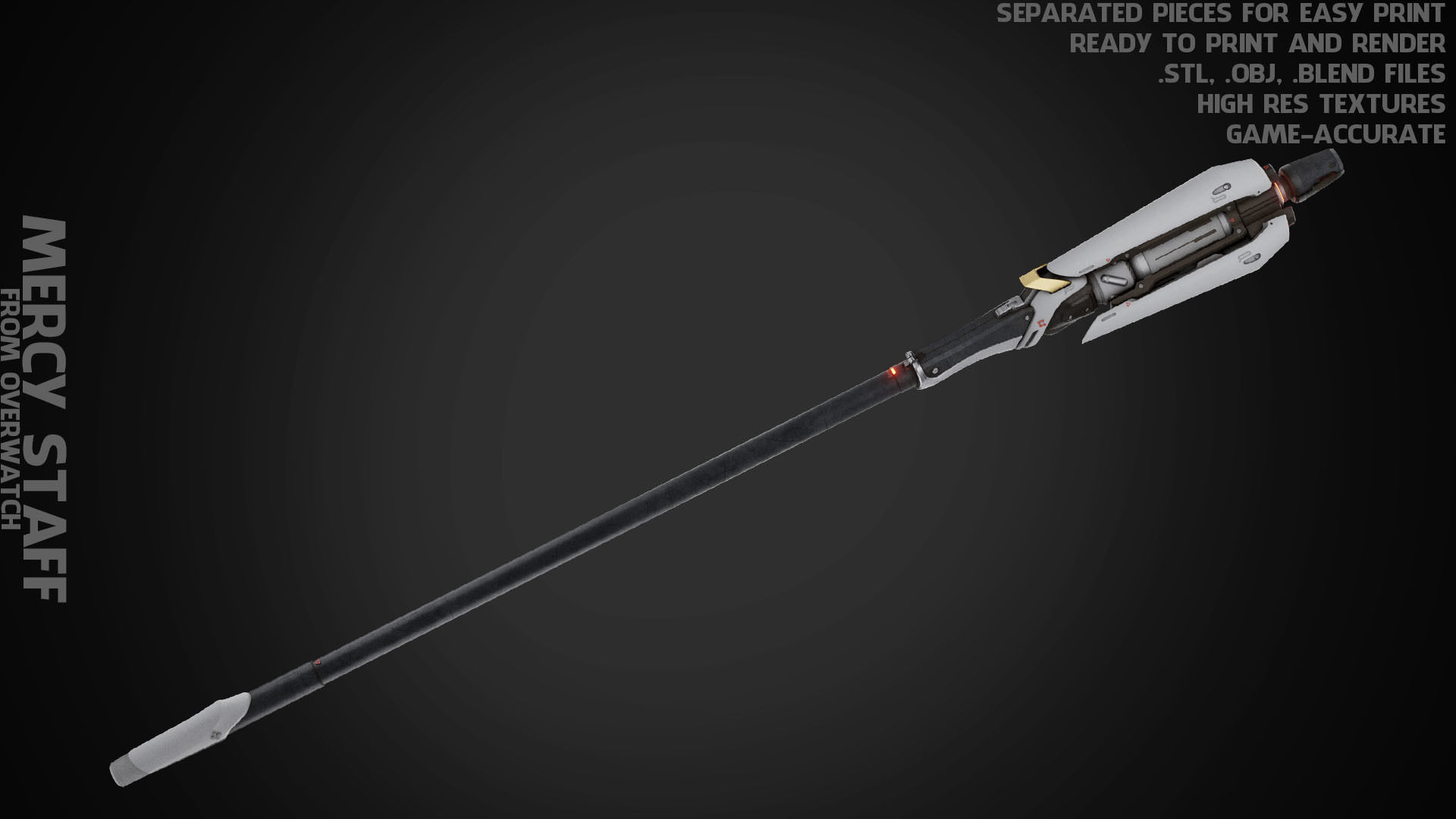 Overwatch Mercy Caduceus Staff for Cosplay 3D model 3D printable | CGTrader