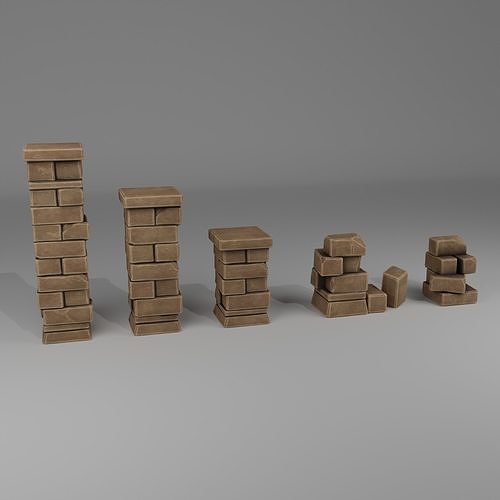 3D model Column Brick Set VR / AR / low-poly | CGTrader