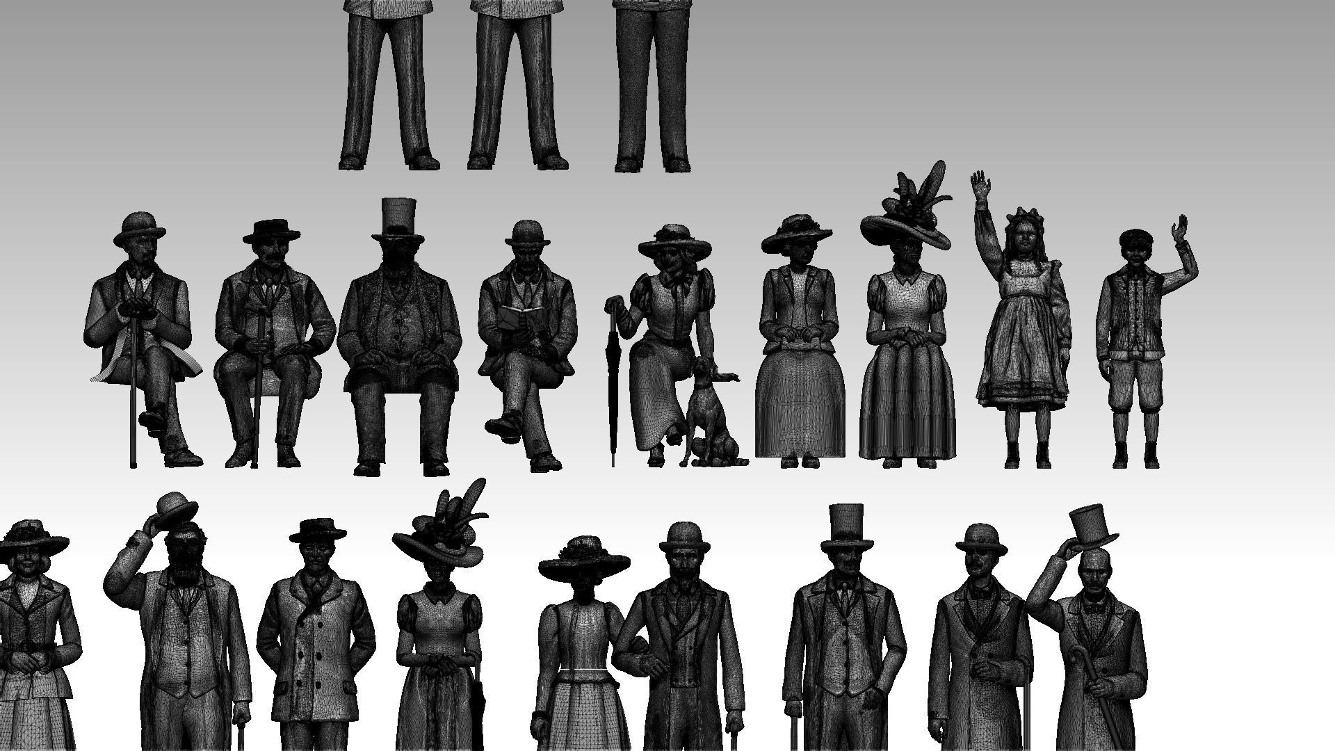retro people 3D model 3D printable | CGTrader
