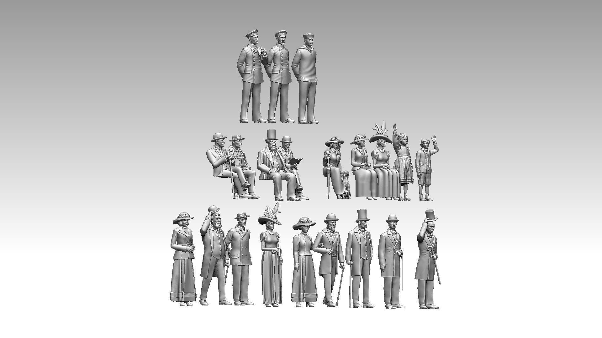 retro people 3D model 3D printable | CGTrader