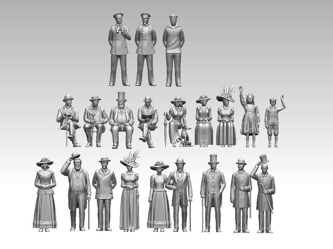retro people 3D model 3D printable | CGTrader