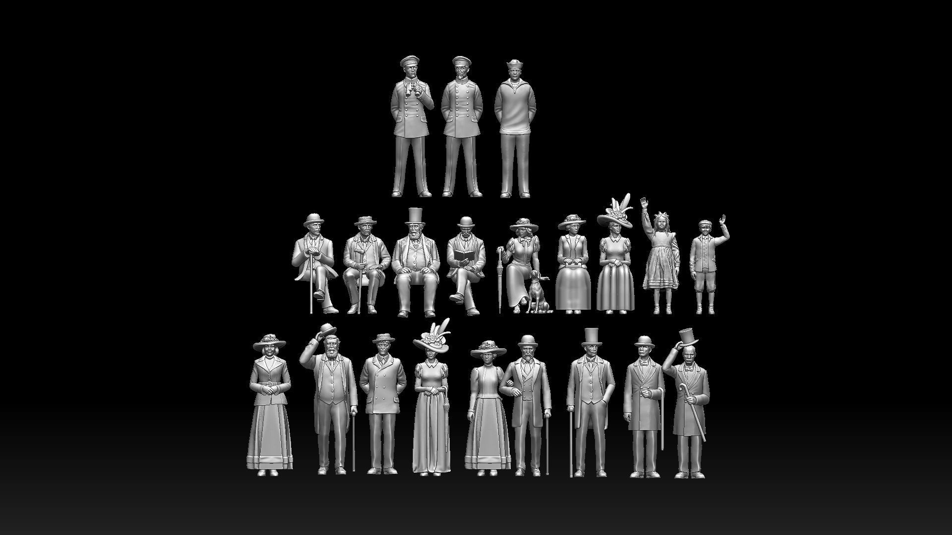 retro people 3D model 3D printable | CGTrader