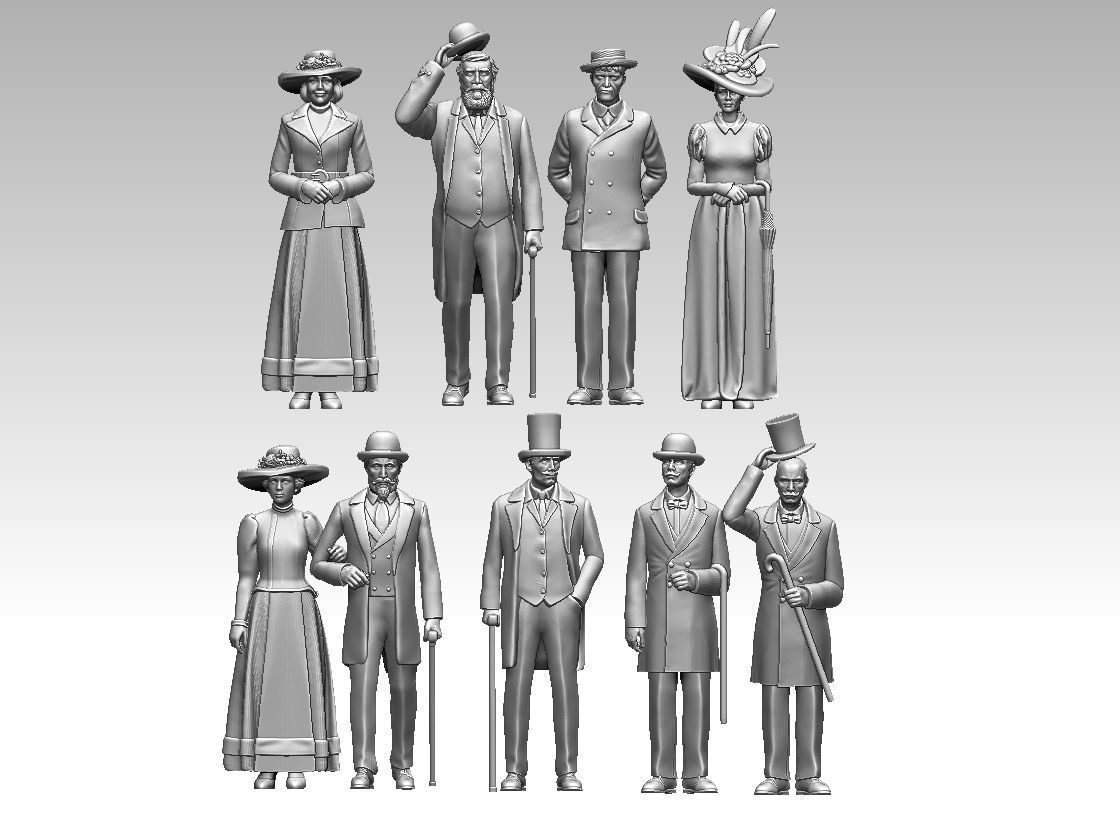 retro people 3D model 3D printable | CGTrader