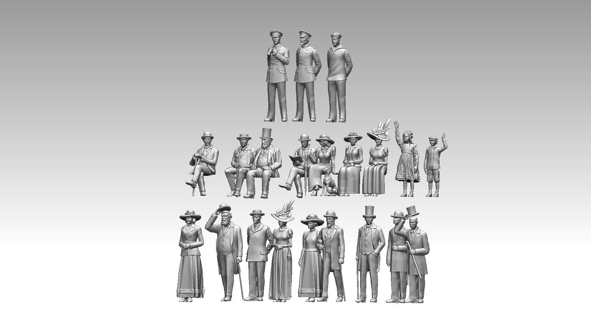 retro people 3D model 3D printable | CGTrader