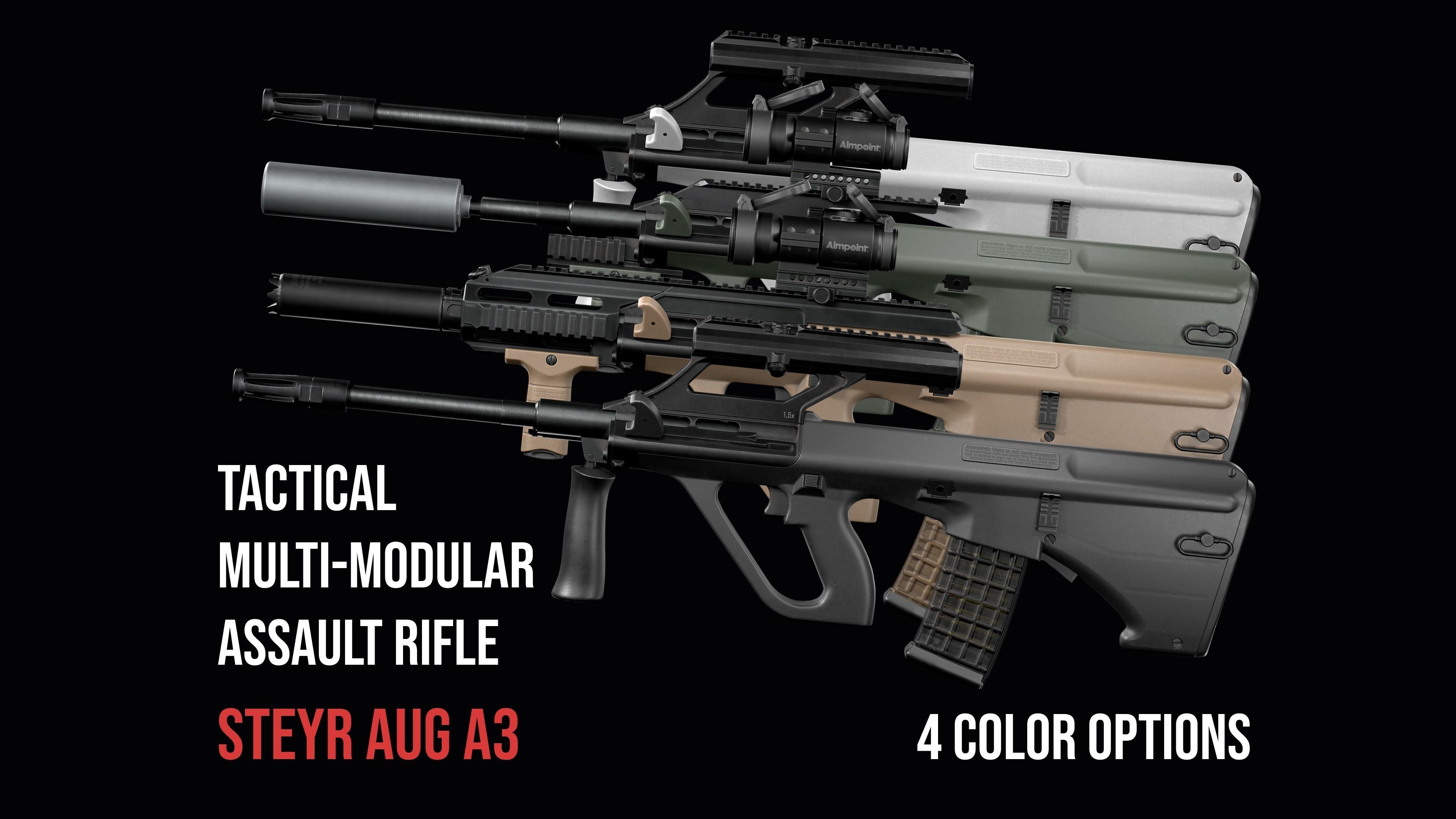 3D model Tactical modular assault rifle Bullpup Steyr AUG A3 VR / AR ...