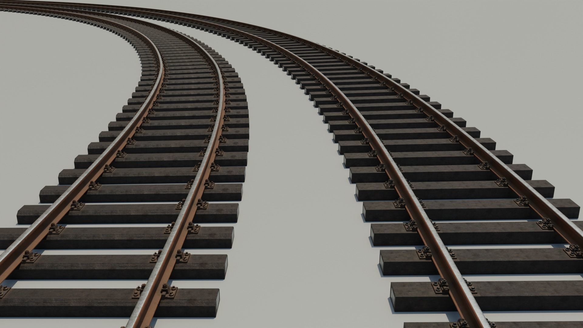 3D model Railway track with wooden concrete metal sleepers VR / AR ...