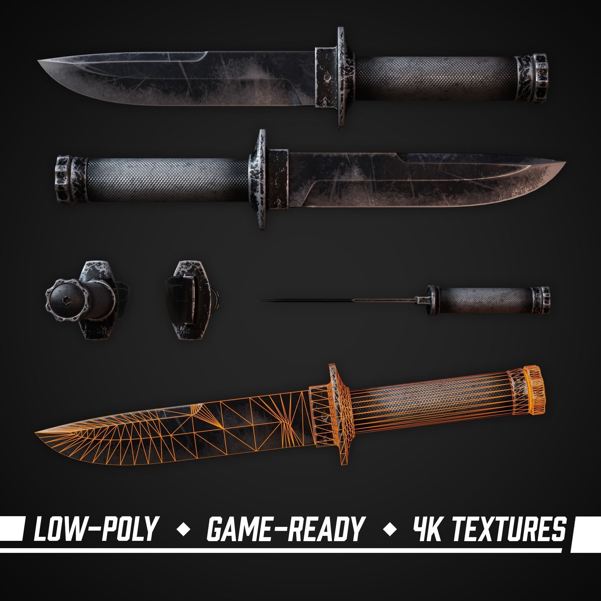 3D model SURVIVAL-COMBAT KNIFE VR / AR / low-poly | CGTrader