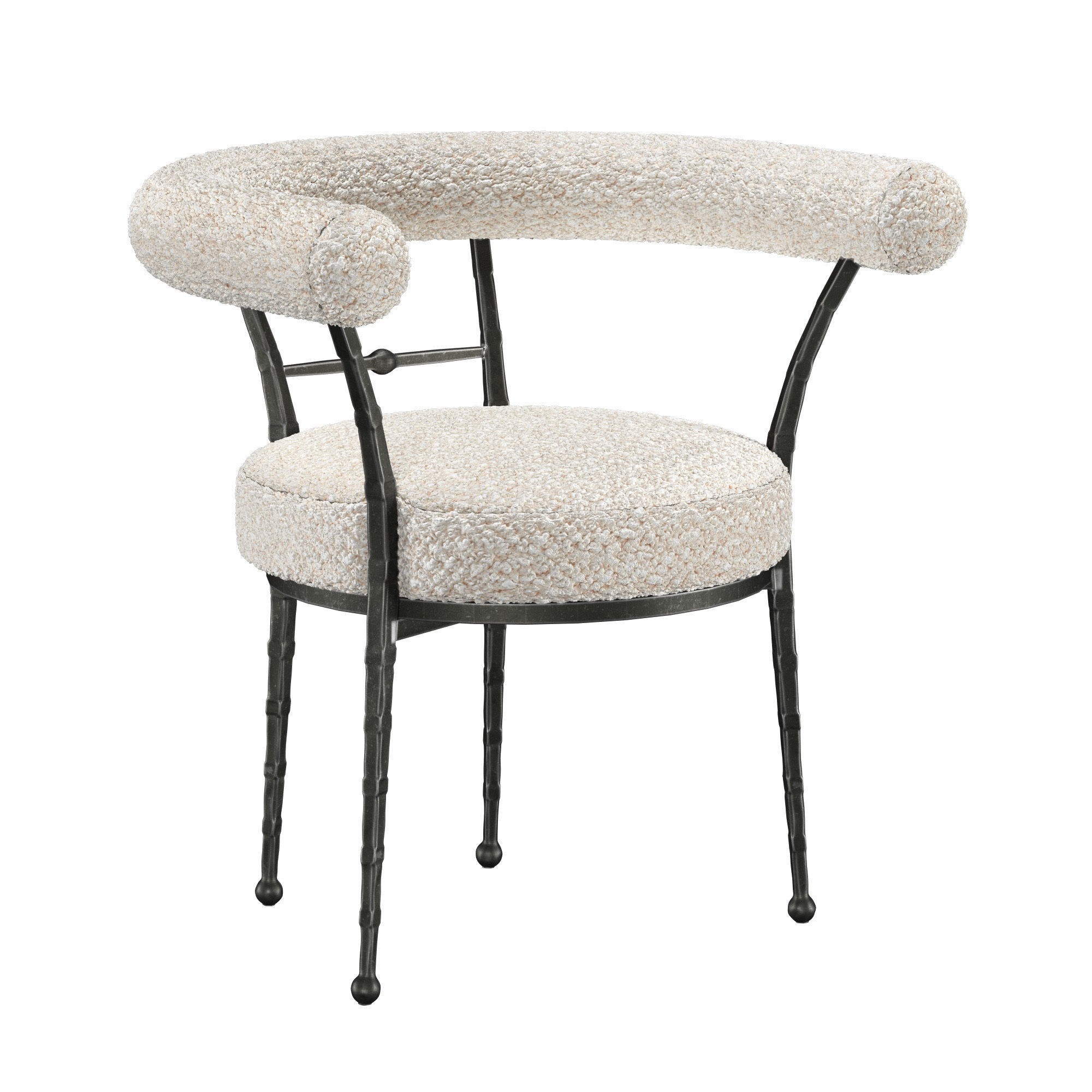 Rodin White Boucle Dining Accent Chair 3D model | CGTrader
