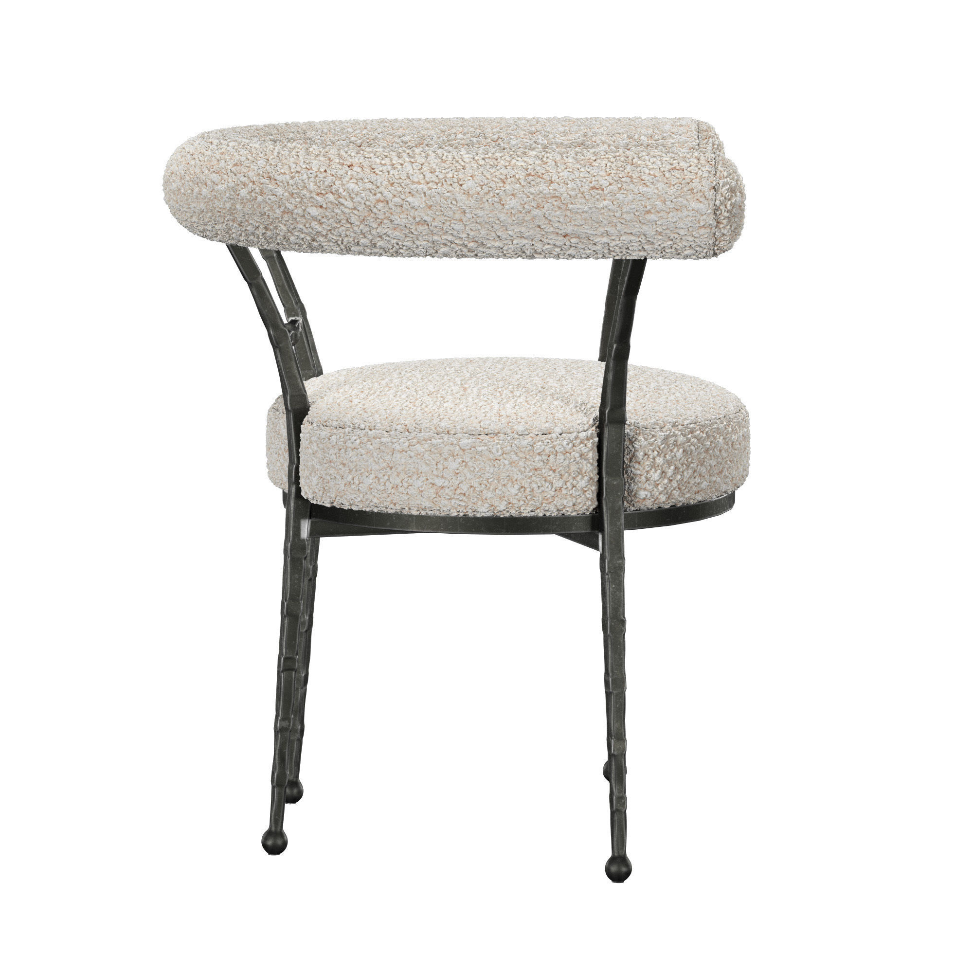 Rodin White Boucle Dining Accent Chair 3D model | CGTrader