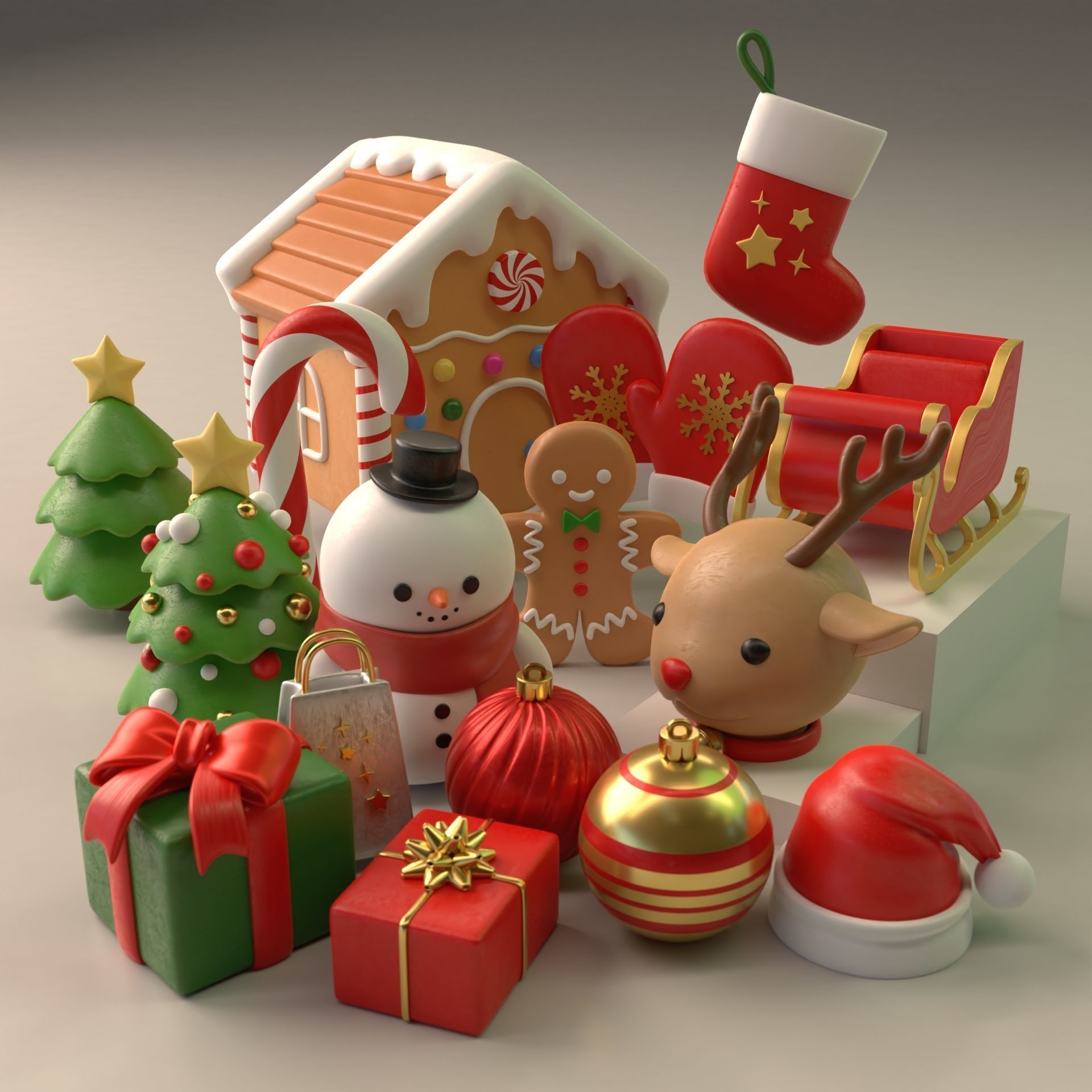 Christmas 3D printing Set 3D model 3D printable | CGTrader
