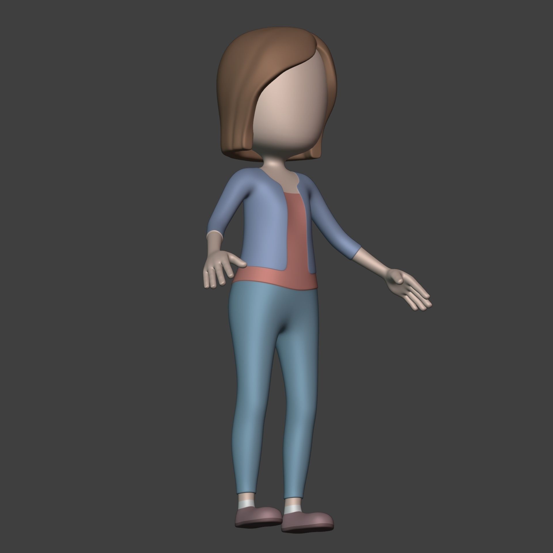 3D model Cartoon Woman with High Quality IK and FK Rig VR / AR / low ...