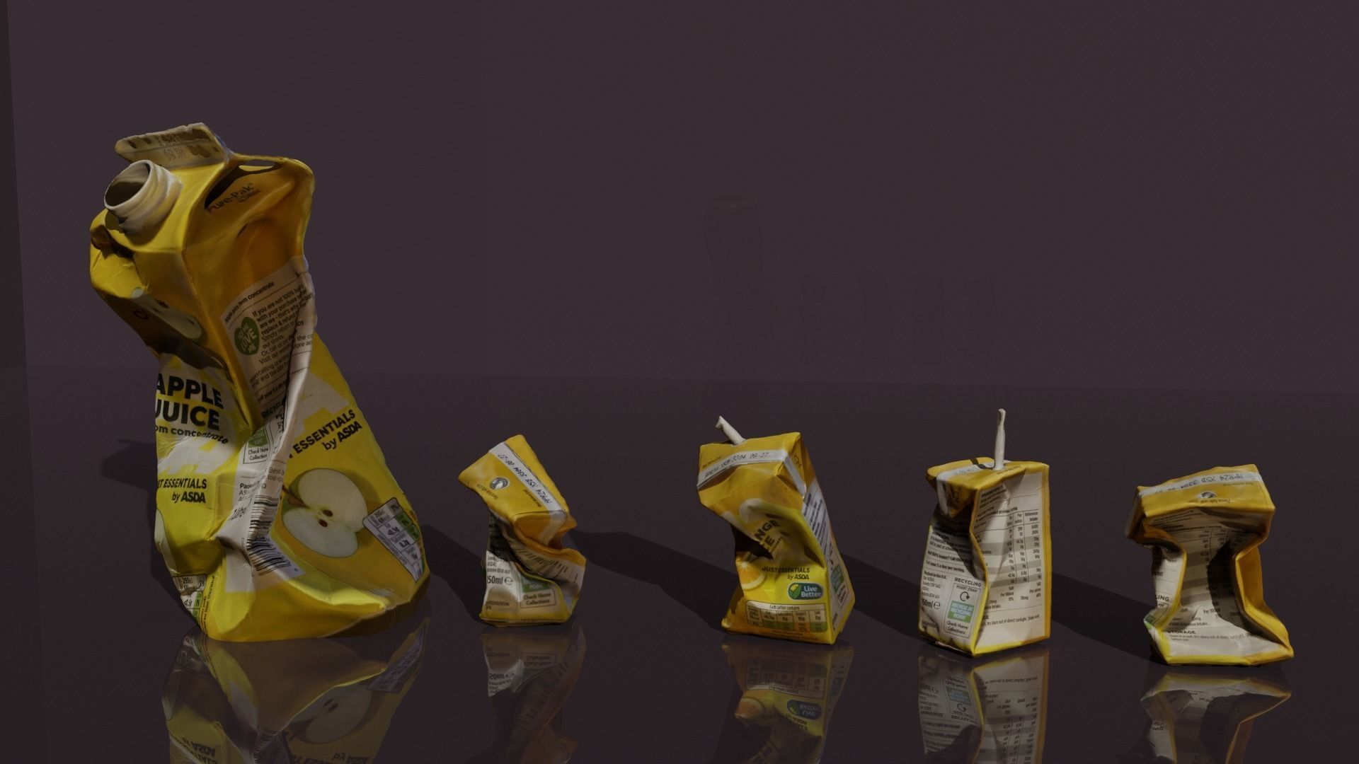 Crushed Juice Cartons 3D model | CGTrader